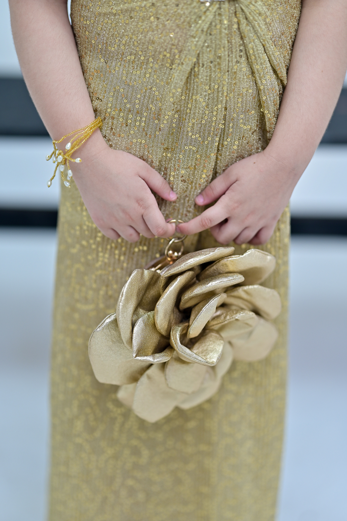 Premium Rose Pattern Golden Hand Bag
